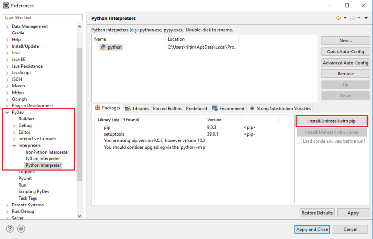 How To Install A Python Package In Eclipse Using Pip